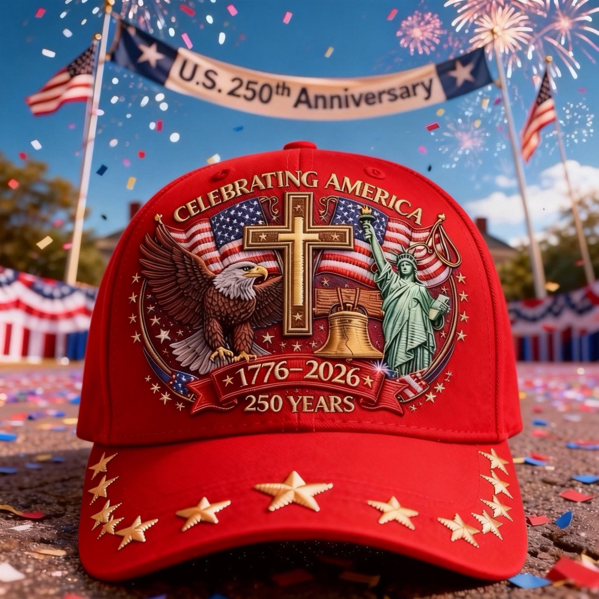 🦅Eagle & Liberty & Cross🎆United States 250th Anniversary Hat🧢 – CrestSport